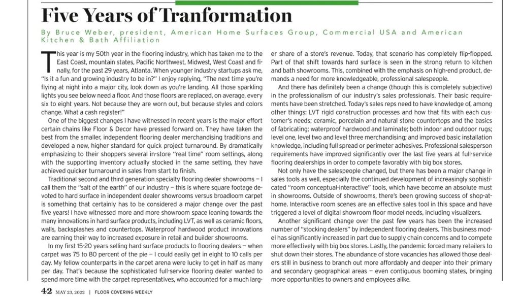 Floor Covering Weekly – American Home Surfaces Group – AHSG